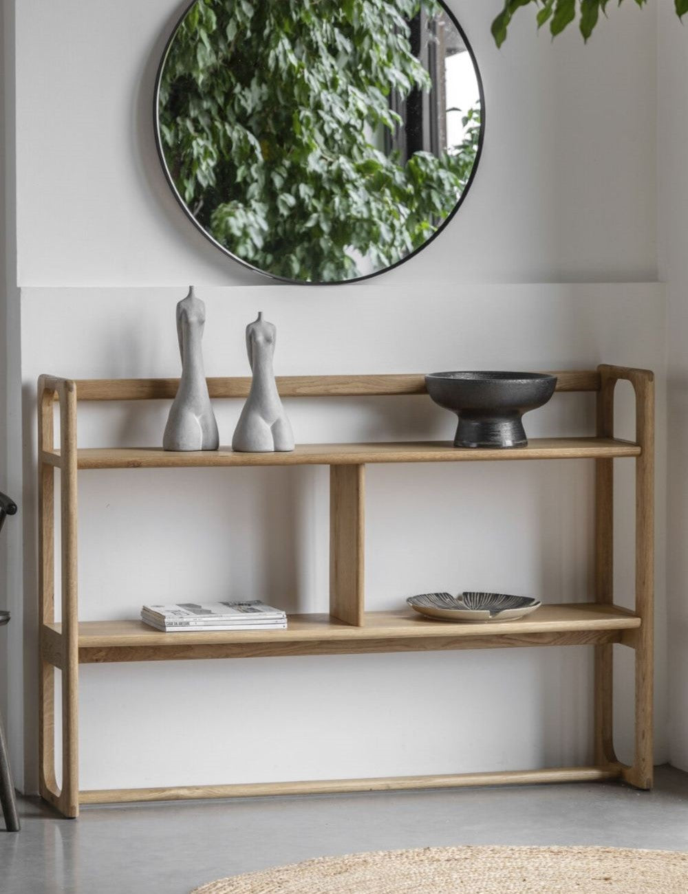 Albie Minimalist Wide Display Shelves Natural Rose Grey Rose and Grey