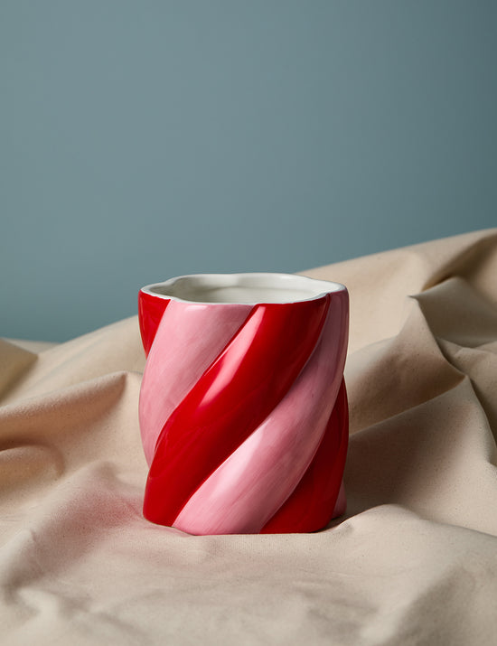 Red & Pink Twister Pot – Rose and Grey